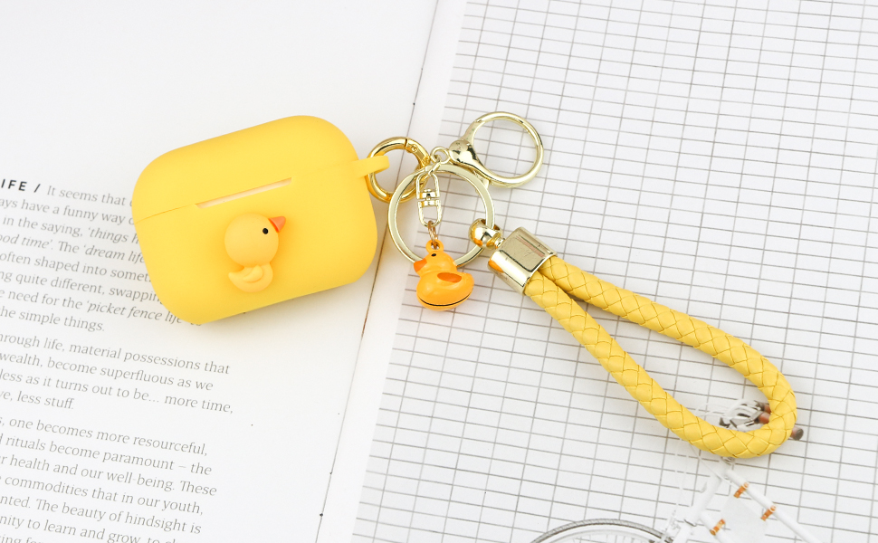 Amazon.com: Wonhibo Cute Duck Airpods Pro 2 Case for Women, Kawaii Yellow Silicone Cover for ...