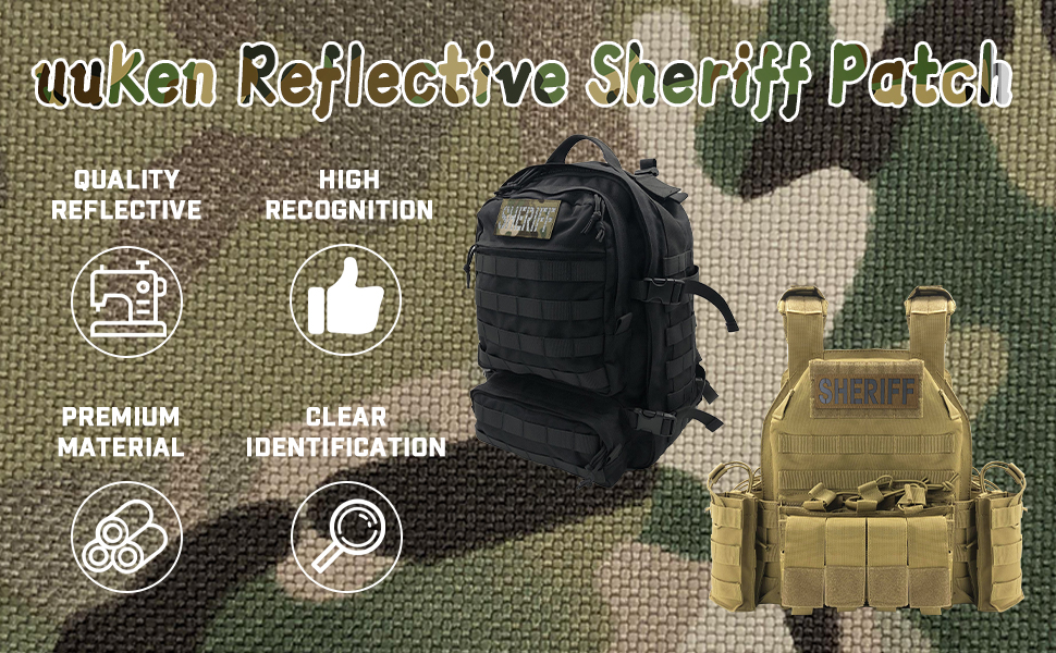 Amazon.com: uuKen Sheriff Patch Reflective Laser Cut Patch 3x2 inch for Hat Vest Clothing with ...