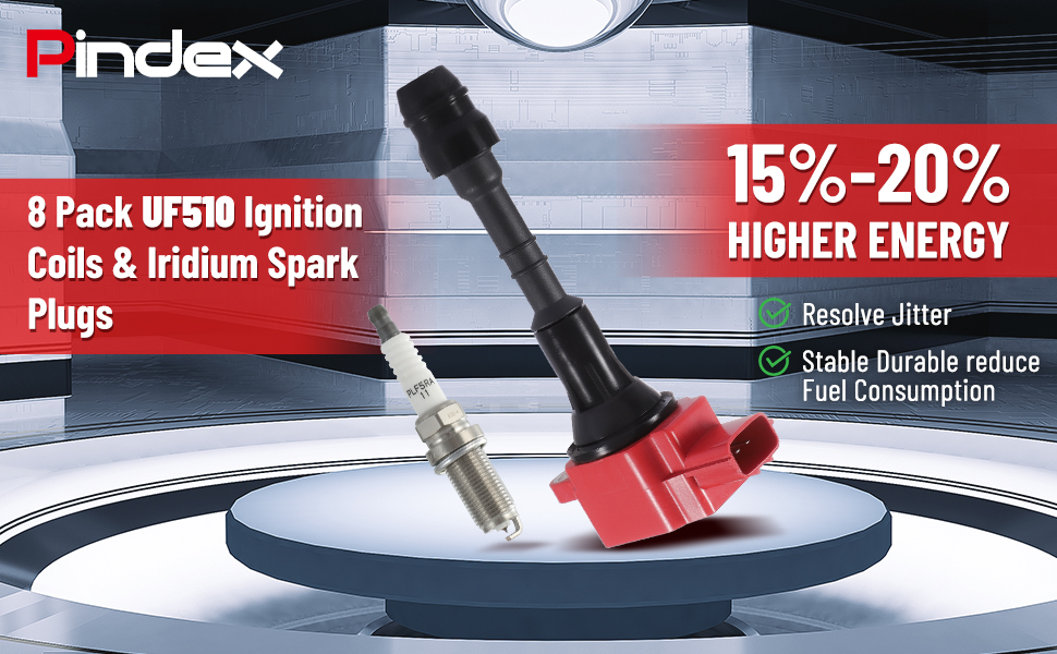 Amazon.com: Pindex 8 Pack Ignition Coils and Iridium Spark Plugs,UF510 5018 Coil Pack Kits ...