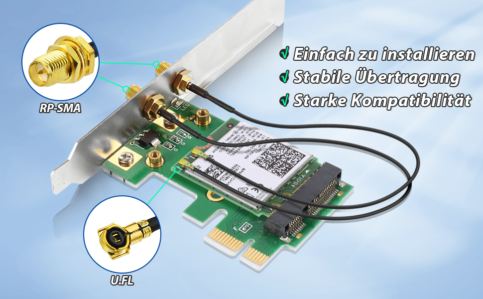 Bingfu WLAN Kabel, 25cm M.2 NGFF Kabel auf RP-SMA Buchse Schottmontage WiFi-Antennenkabel 2-Pack ...