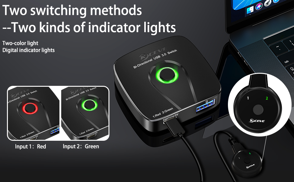 Bidirectional USB 3.0 Switch Selector, MLEEDA USB Switcher 2 in 1 Out/1 ...
