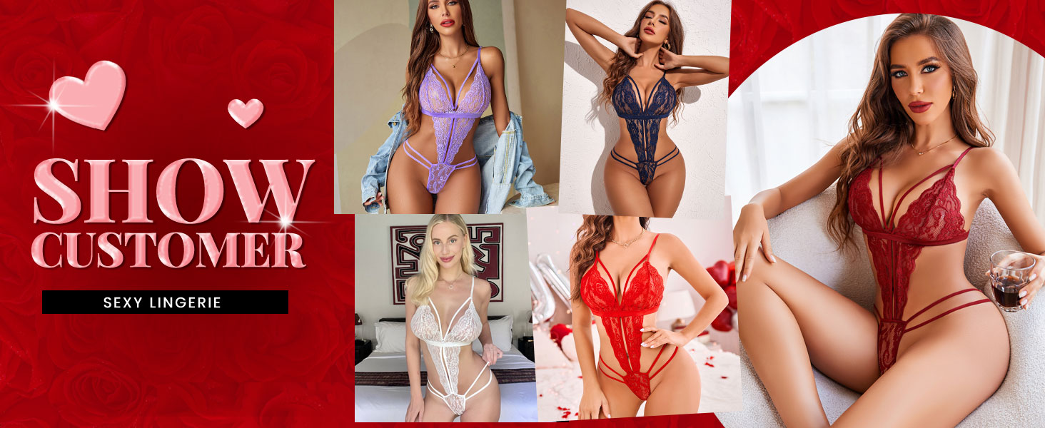 Avidlove Women One Piece Lingerie Deep V Lace Bodysuit Babydoll Teddy Underwear at Amazon Women ...