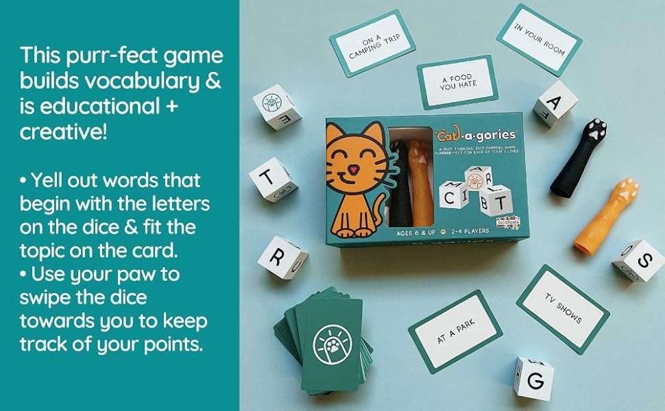 Amazon.com: Spin Master Games, SolidRoots Cat-a-gories, Vocabulary Learning Dice Game, Fun for ...