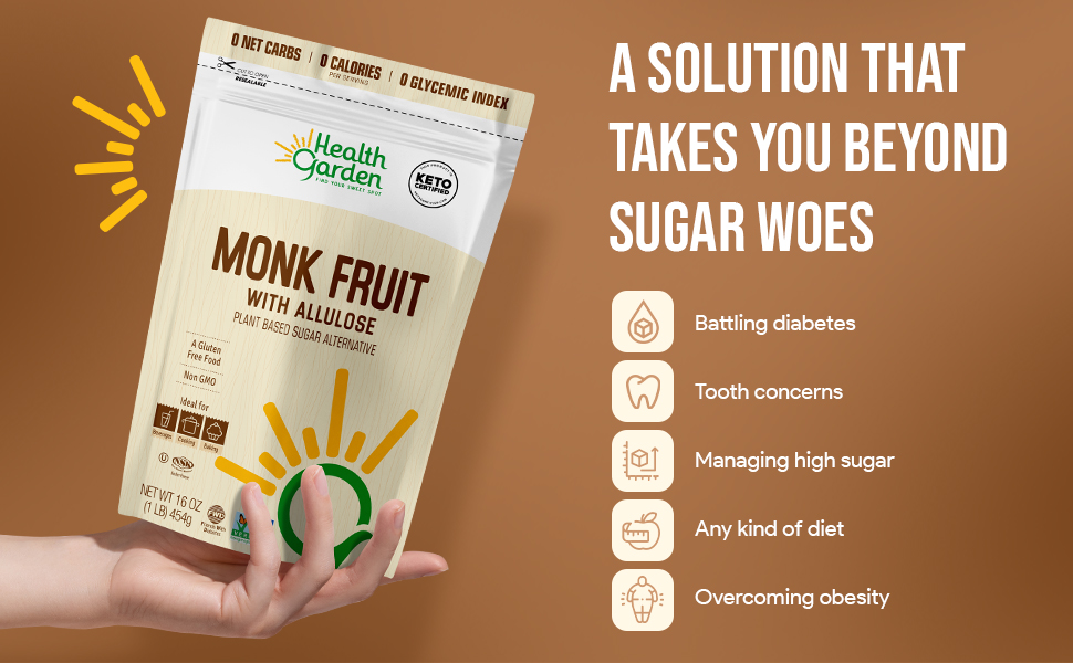 Amazon.com : Health Garden Monk Fruit with Allulose Sweetener - Natural Plant-Based Sugar ...