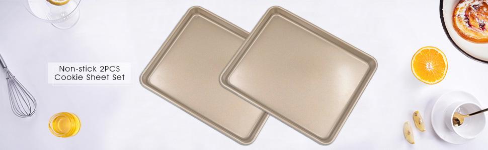 Amazon.com: Shinsin 13-Inch Toaster Oven Pans Set of 2, Gold, Non-stick ...