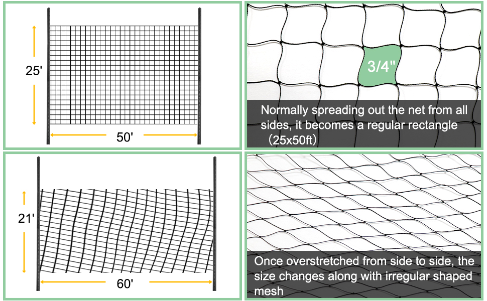 Amazon.com: BSTPCOO Bird Net 25'x50' Bird Netting for Chicken Coop Roof, Nylon 3/4" Mesh Poultry ...