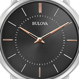 Bulova Classic Quartz Men's Watch, Stainless Steel with Black Leather Strap, Two-Tone (Model ...