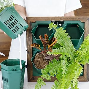 Amazon.com: QUOAOT Vertical Wall Planter, 4 Pots Self Watering Living ...