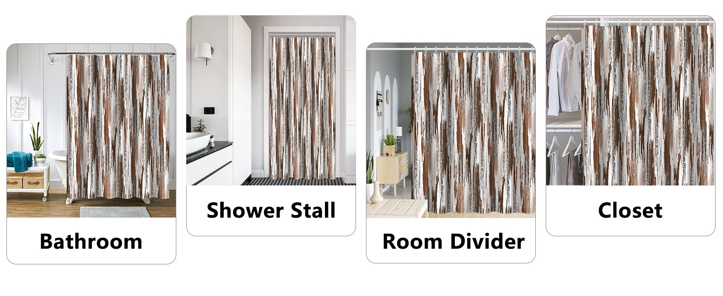 Amazon.com: Ruelvth Brown Shower Curtain, Modern Abstract Ombre Brown and Silver Shower Curtain ...