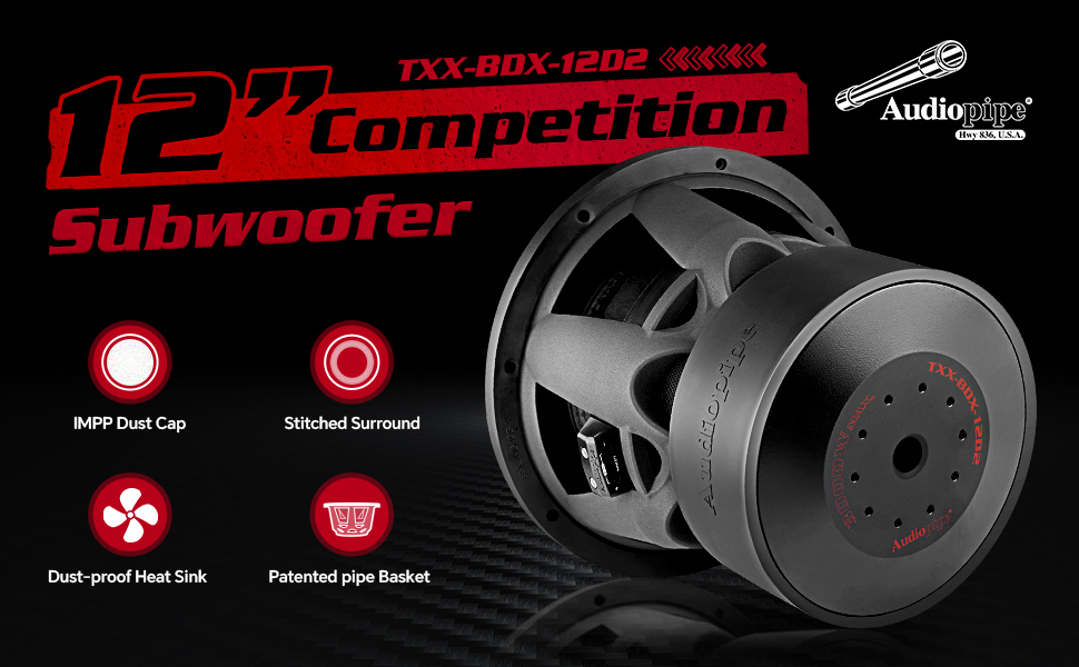 Amazon.com: Audiopipe 12" Competition Subwoofer (TXX-BDX-12D2), Superior Performance, 3000W, 3 ...