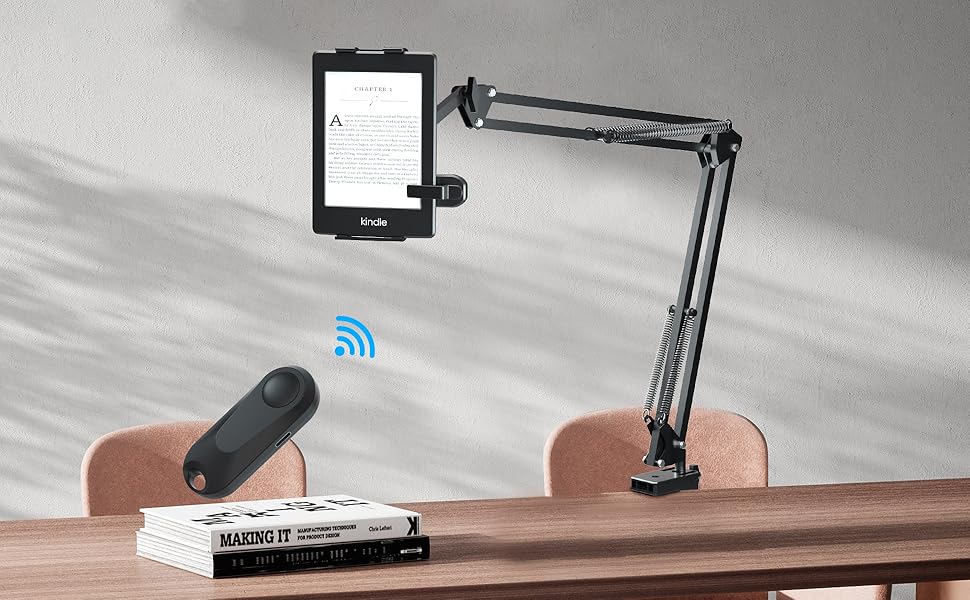 Amazon.com: Locthal Tablet Holder for Kindle Reading in Bed with Remote Page Turner, Easy Adjust ...