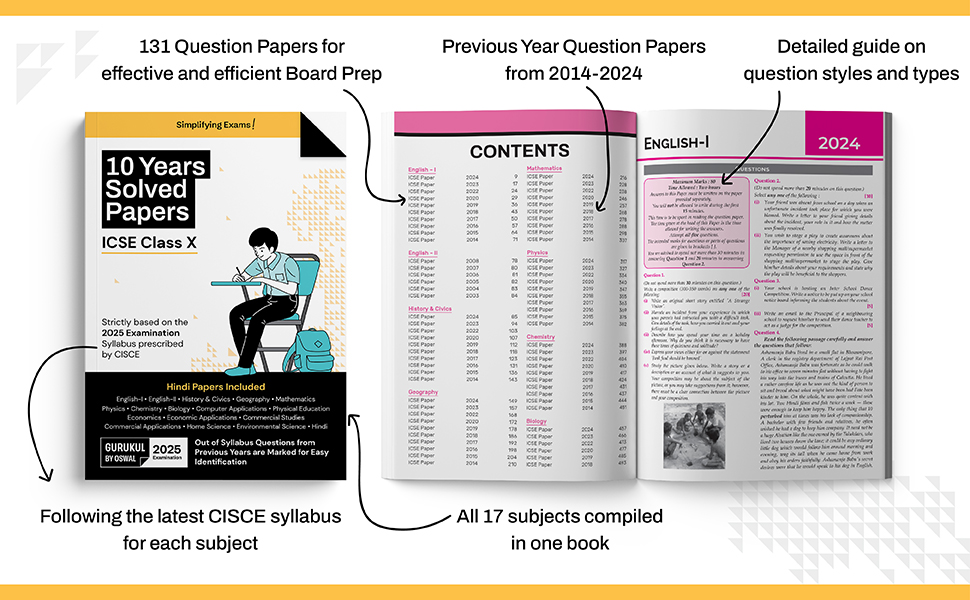 Gurukul By Oswal ICSE 61 Sample Question Papers and 10 Years Solved ...