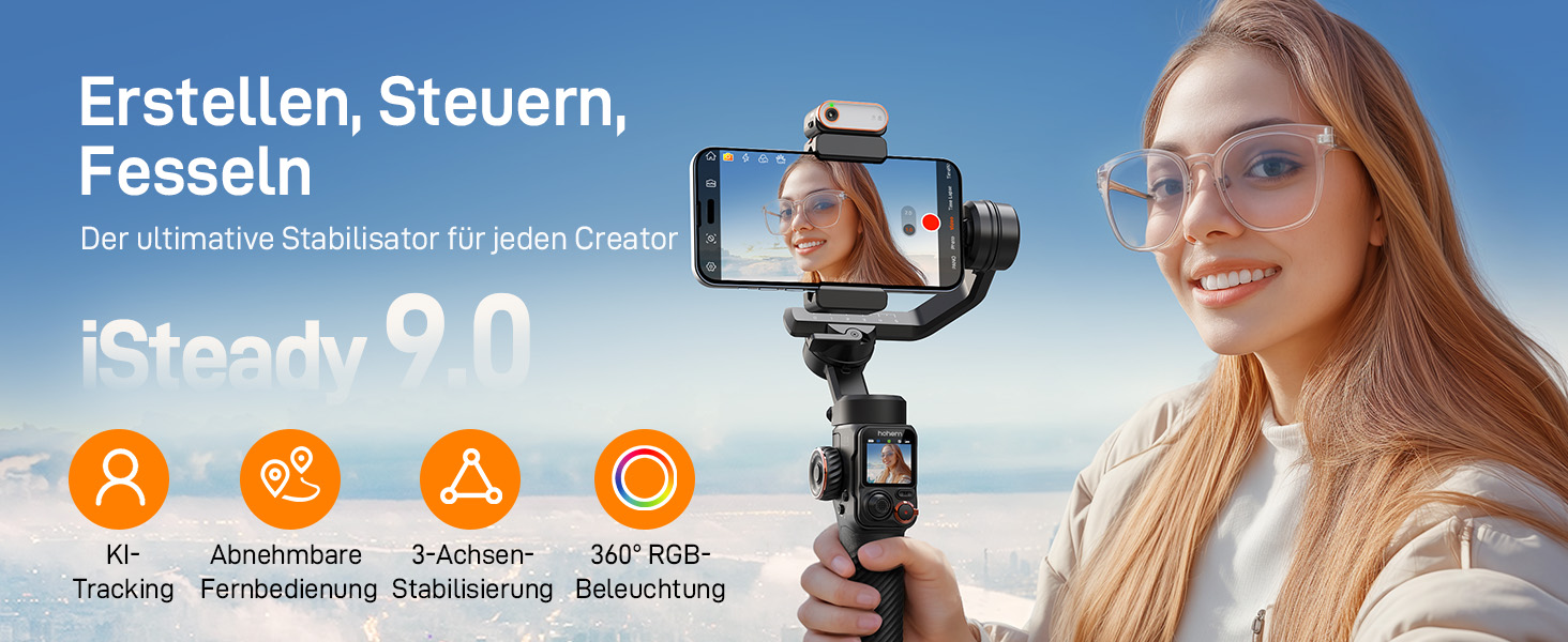 hohem iSteady M7 Gimbal Smartphone mit AI-Tracker, Gimbal Stabilisator ...