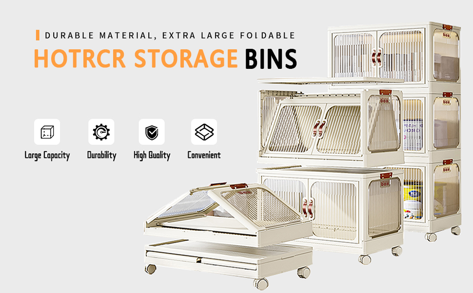 HOTRCR Large Plastic Storage Boxes with Lids, 5-pack Multi-Use Box ...