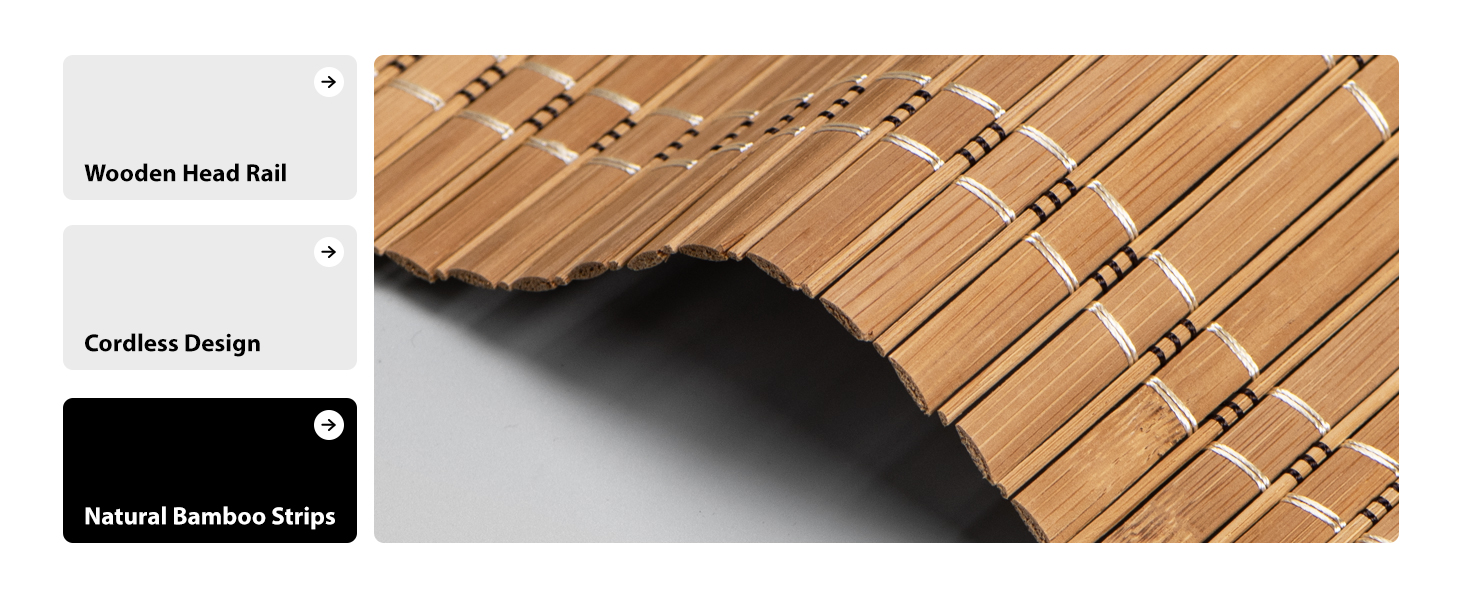 Amazon.com: LazBlinds No Tools No Drill Cordless Bamboo Roman Shades ...