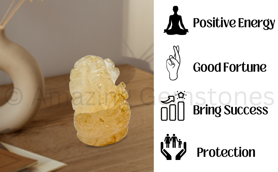 Amazon.com: Yellow Aventurine Ganesha Idol - Crystal Ganesha Idol for ...