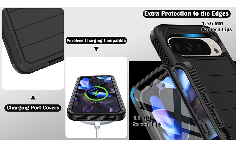 Amazon.com: KECAI for Google Pixel 9 Pro XL Case with Built-in Screen Protector,Belt Clip ...