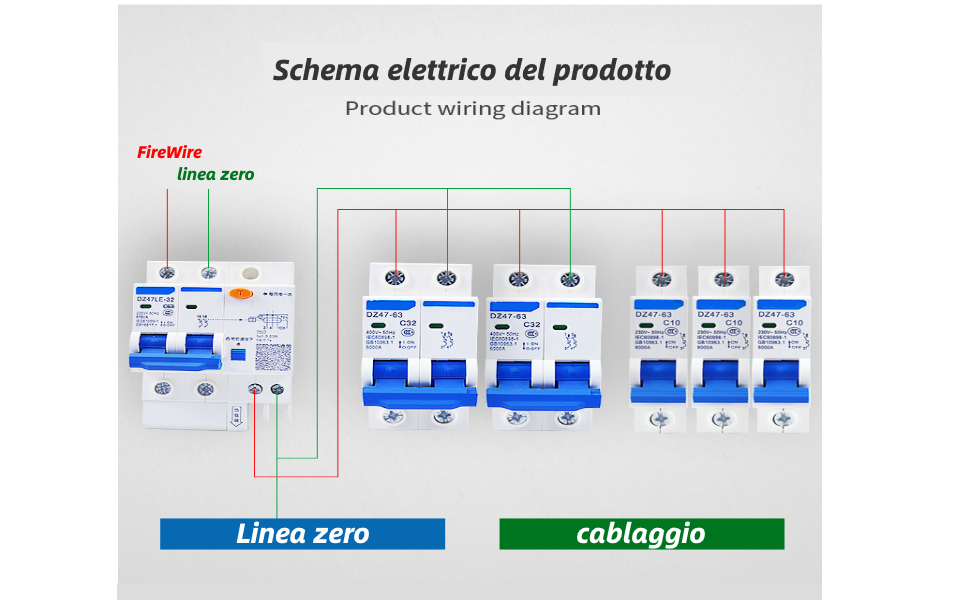 DZ47-63 Disjoncteur Miniature 32A 2P 4KA 220 / 380V Courant Fuite Surcharge Court-circuit ...