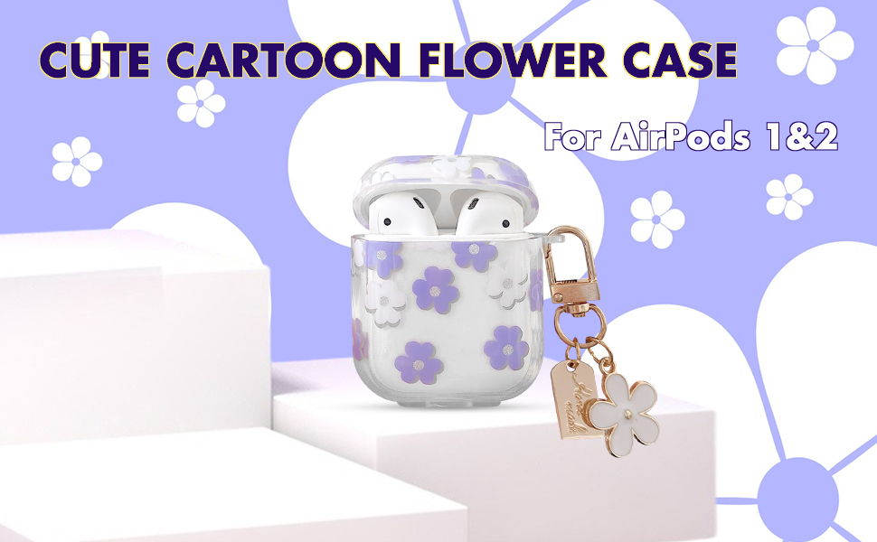 Amazon.com: MINSCOSE Compatible with AirPods 1/2 Clear Case,Cute Cartoon Flower Pattern Design ...