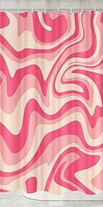 Amazon.com: Boho Sage Green Shower Curtain, Cute Aesthetic 70S Abstract Wavy Swirl Bathroom ...