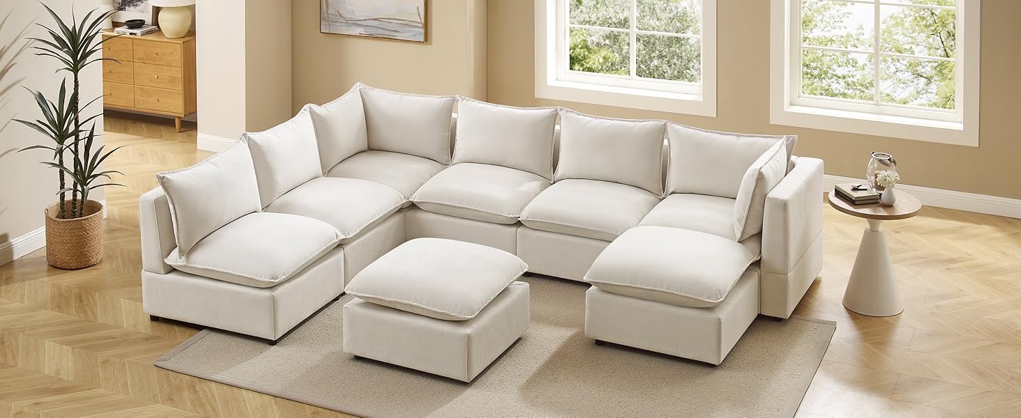 Amazon.com: VANOMi Modular Sectional Sofa, 6 Seater Sectional Sofa ...