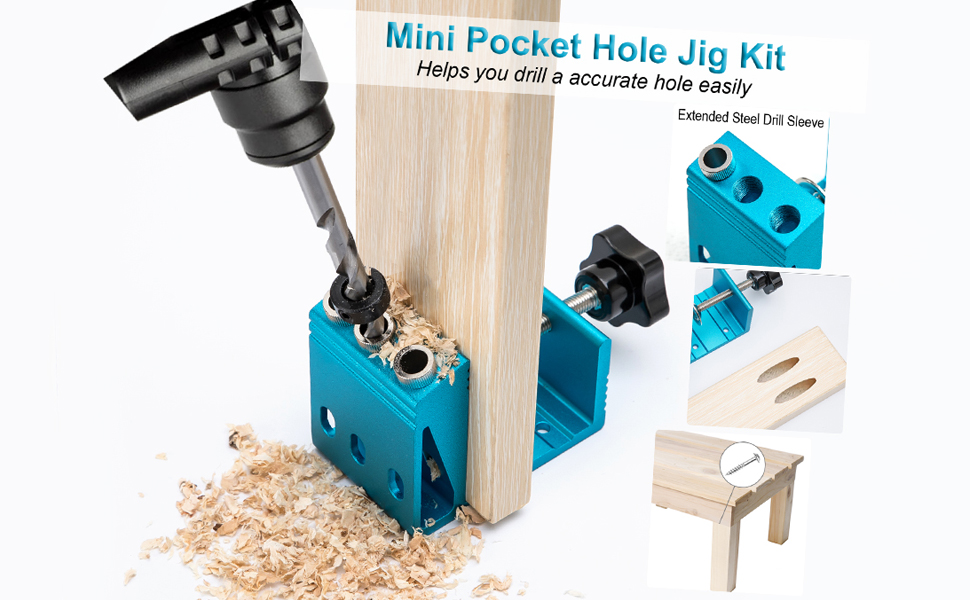 Pocket Hole Jig Kit with 3 Drill Hole Dowel Drill Joinery Screw Kit All ...