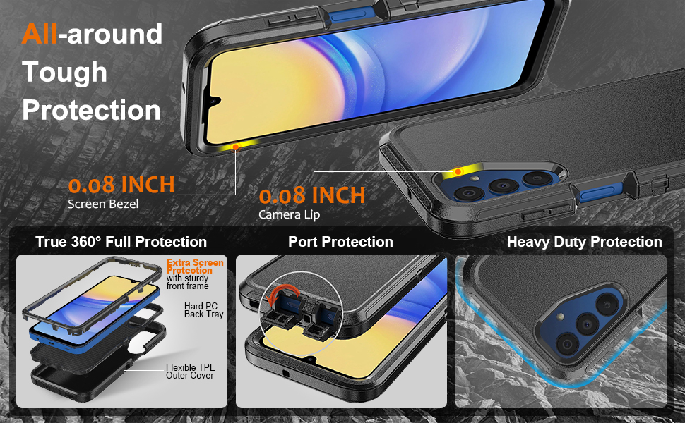 Amazon.com: Xusgluv for Samsung Galaxy A15-5G Case: Rugged Protective Phone Cases with Belt Clip ...