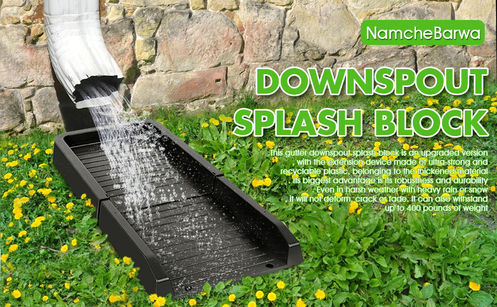 NamcheBarwa 2 Pack Downspout Splash Block,Gutter Splash Guard for Rain ...