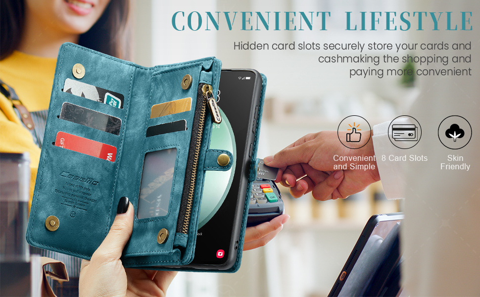 Kowauri Wallet Case for Samsung Galaxy S23 FE 5G, Zipper Purse Folio Leather Wallet with Card ...