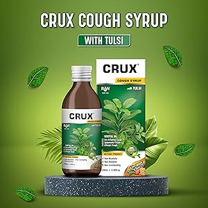 Crux Cough Syrup 100 ml | Goodness Of Tulsi, Pippali & Satpudina Herbs | Relief from Throat ...