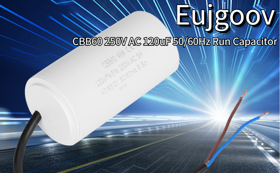 Professional Run Capacitor with Wire for Motor Air Compressor CBB60 250V AC 120uF 50/60Hz Heat ...