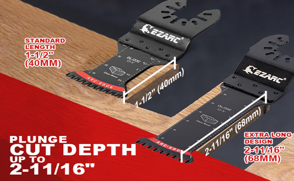 EZARC Japanese Tooth Oscillating Saw Blades - 5PCS Extra-Long Reach Arc Edge CRV Multitool ...