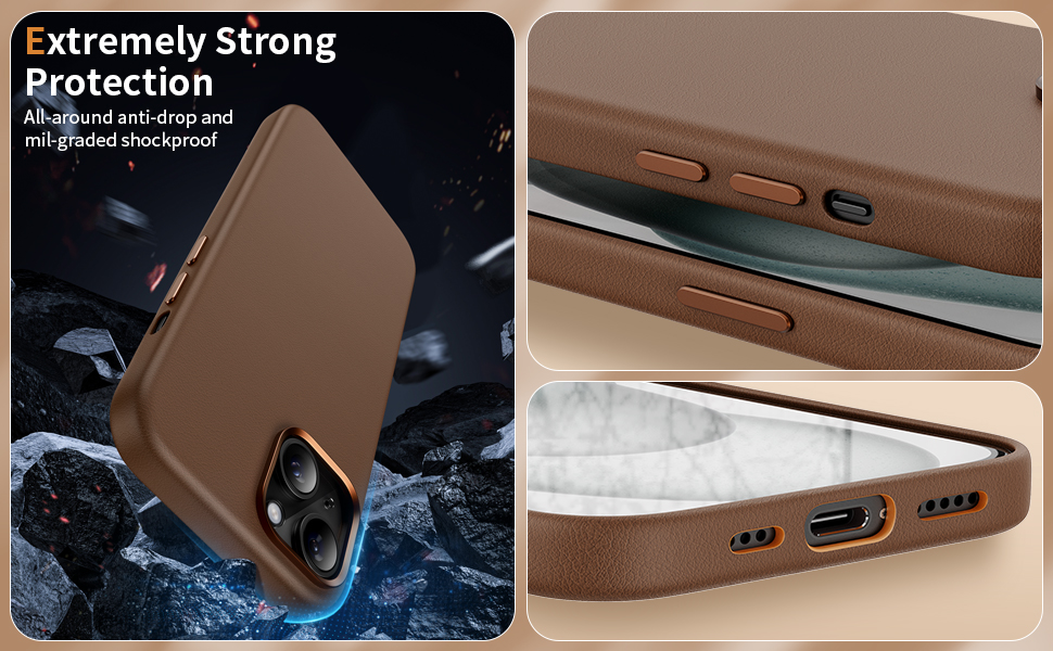 Amazon.com: Rumwot for iPhone 15 Leather Case | Genuine Full Grain Leather| Compatible with ...