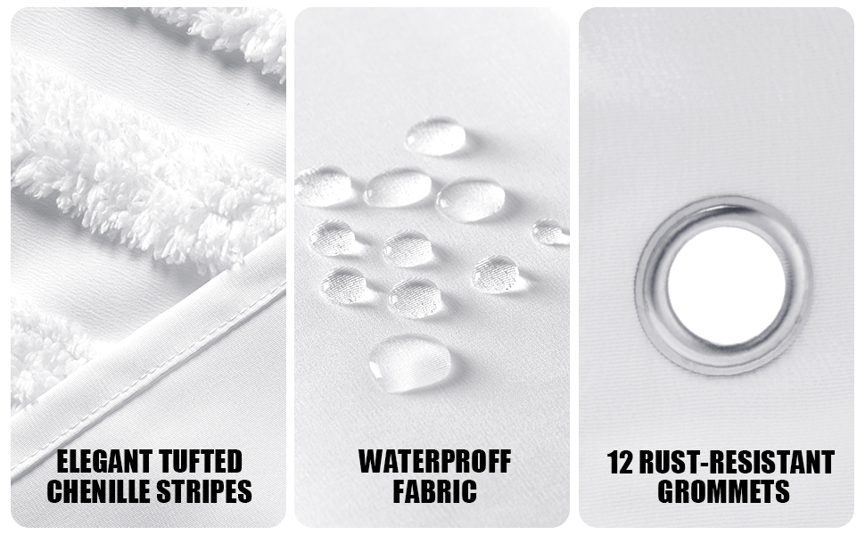 Amazon.com: Dynamene Stall Fabric Shower Curtain - 54x78 Inches Long Tufted Chenille Striped ...