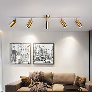 KCO Lighting Adjustable Track Lighting Fixture Brushed Brass Flush Mount Ceiling Light Fixture ...