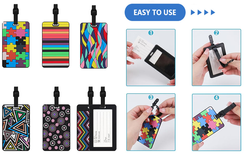 6 Pcs Secure Luggage Tags PVC Suitcase ID Tags Waterproof Travel Baggage Tag Labels with Name ...