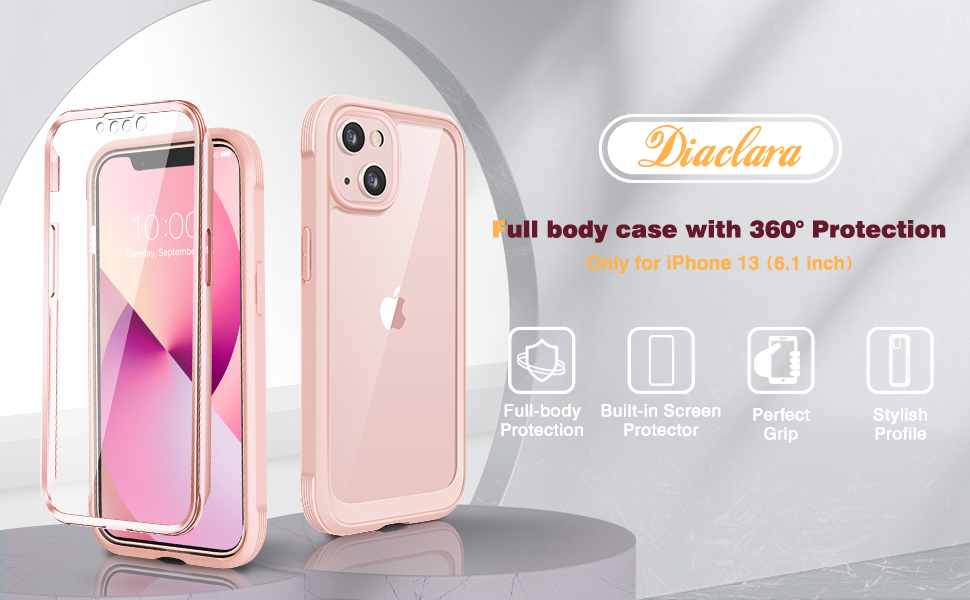 Amazon.com: Diaclara Designed for iPhone 13 Case, Full Body Rugged Case with Built-in Touch ...