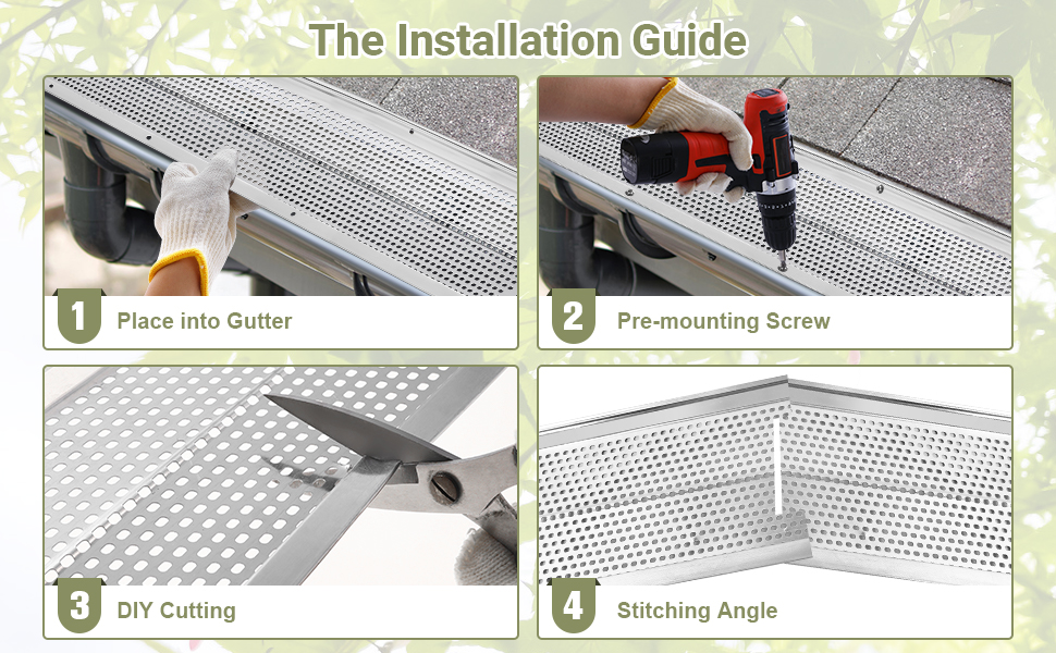 Gutter Guard, 5 inch Aluminum Gutter Guards,10Pack-40ft, DIY Leaf ...