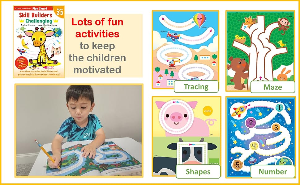 Play Smart Skill Builders: Challenging - Age 2-3: Pre-K Activity Workbook : Learn essential ...