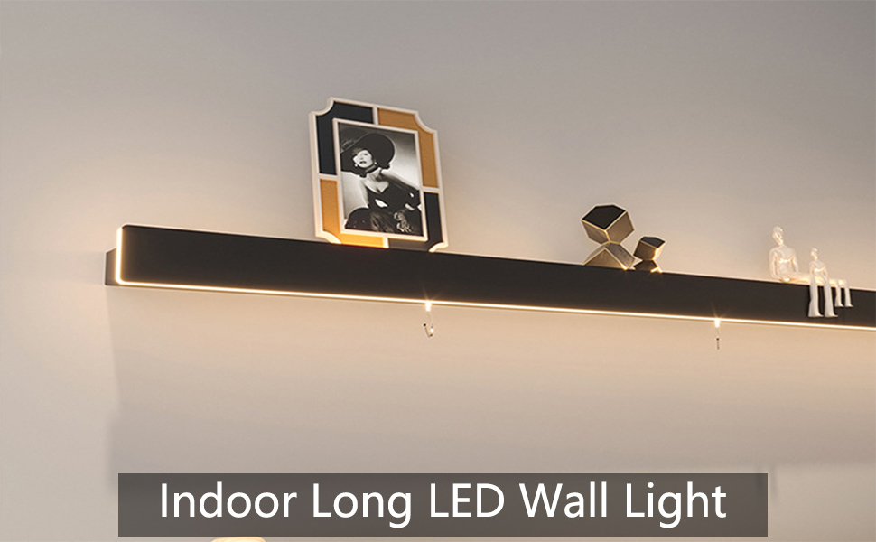 2Pack Long Shape Modern LED Wall Light,31.5inch Warm White 110V Black Shelf led Wall Mount ...