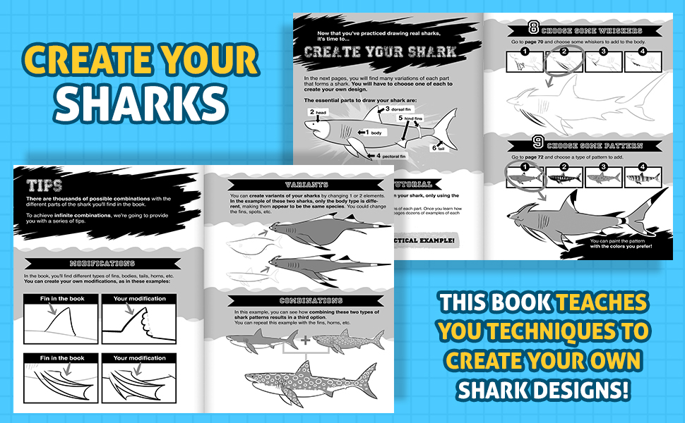 How to Draw Sharks Design your own Shark: Includes prehistoric sharks ...