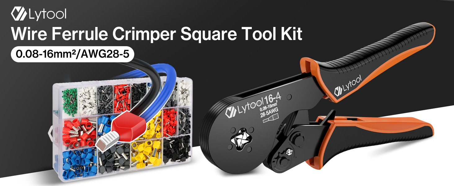 Lytool Ferrule Crimping Tool Kit, Square Wire Ferrule Crimper Plier AWG 28-5, Wire Ferrule Kit ...