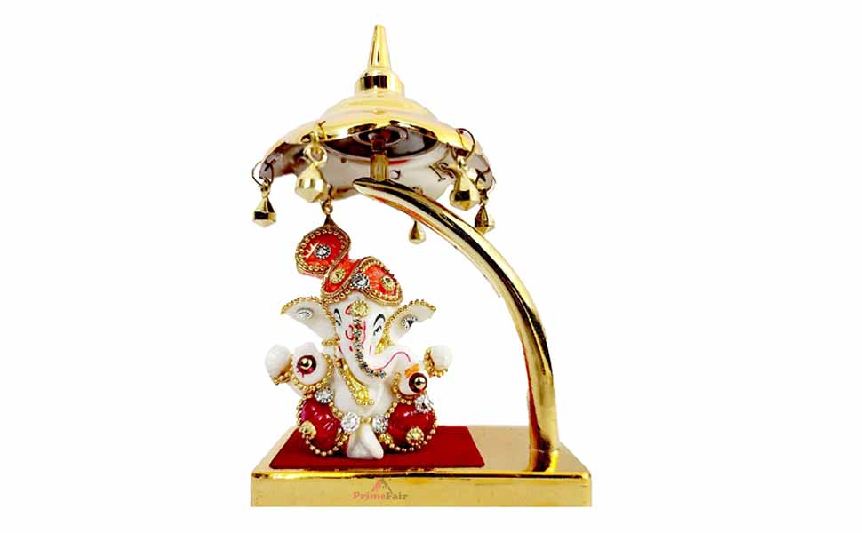 PRIMEFAIR Lord Ganesha Idol Marble Showpiece for Car Dashboard Gifts ...