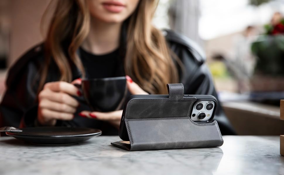 Amazon.com: BOULETTA iPhone 15 Pro Case Magsafe Compatible Full Grain Leather, Magnetic ...