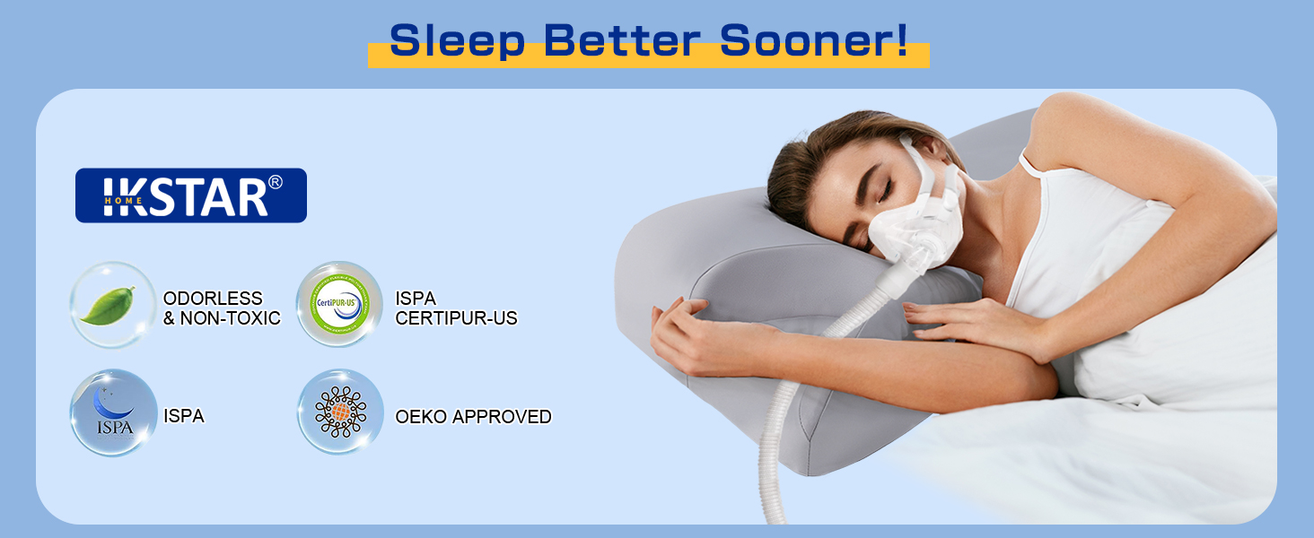 IKSTAR Newest Cooling CPAP Pillow for Side Sleepers, Sleep Apnea Pillow for CPAP User - Reduce ...
