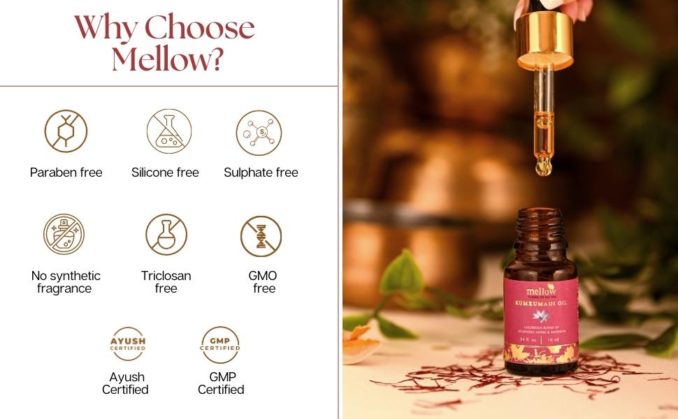Mellow Ayurvedic Kumkumadi Face Oil/Tailam for Glowing Skin | Extracted from Pure Ayurvedic ...