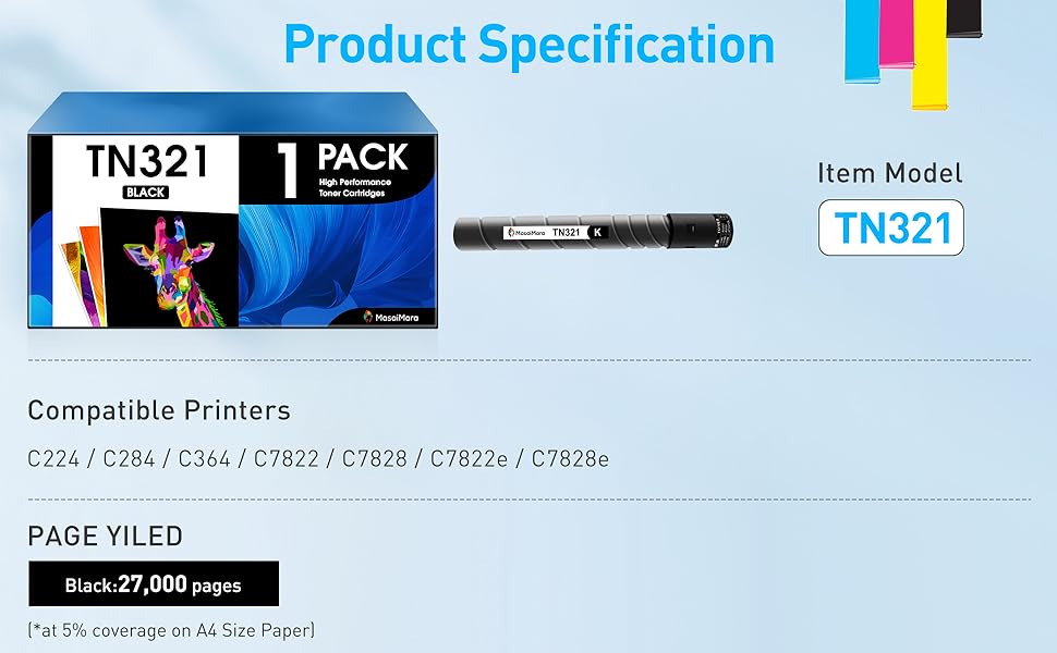 Amazon.com: MasaiMara Compatible Toner Cartridges Replacement for Konica TN321 TN-321 TN-321K ...