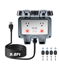 Amazon.com: ZUYIYI Outdoor Power Outlet Box with 9.8Ft Extension Cord, NEMA 5-15R Dual ...