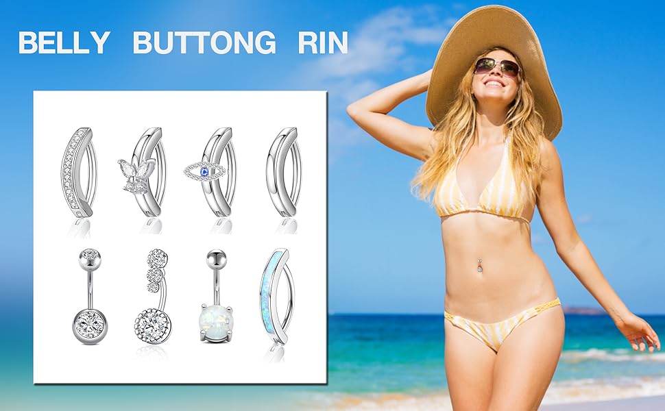 Amazon.com: Sundurich 14G Clicker Belly Button Rings for Women Navel Rings Surgical Steel Belly ...