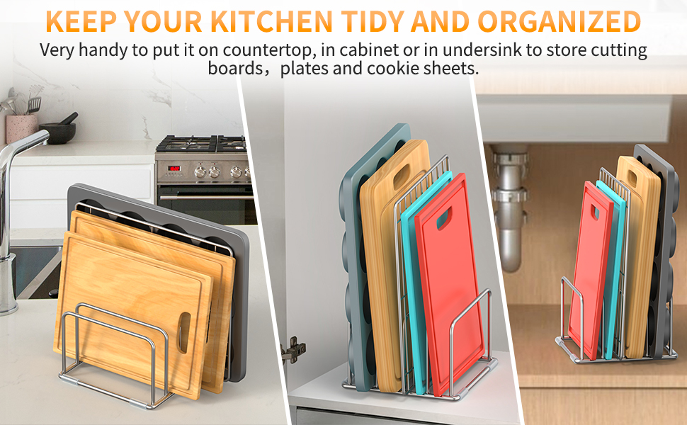 Amazon.com: 2-Pack Cutting Board Organizer, Cutting Board Holder Stand ...